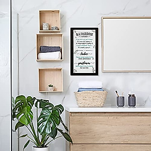Jetec Bathroom Wall Decor Funny Bathroom Rules Sign Bathroom Rules Wall Decor for Kids Bathroom Rules Wall Plaque Rustic Wood Toilet Decoration Wall Art for Bathroom Decor, 13.8 x 7.9 x 0.2 Inches