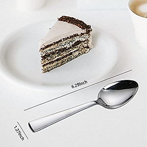 Teaspoons Set of 6,Stainless Steel Tea Spoons,6.29-inch Flatware Dessert Spoon,Dishwasher Safe,Silver