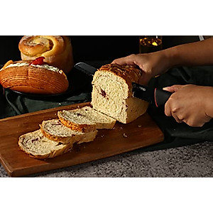 Sunmei Bread Knife-8 Inch Stainless Steel Serrated Knife, Serrated Bread Knife for Homemade Bread, With Non-slip Handle (Black)