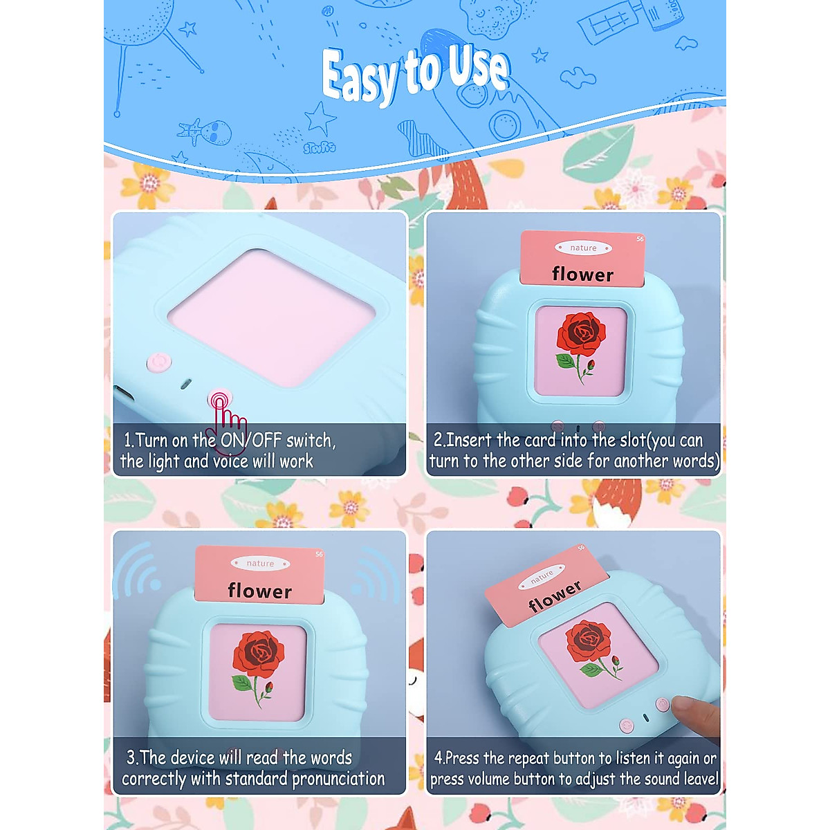 Talking Flash Cards Learning Toys for 2 3 4 5 6 Year Old Boys Girls, LIONVISON Autism Sensory Toys for Autistic Children with 224 Words, Preschool Montessori Toys and Birthday Gift for Kids Ages 2-6