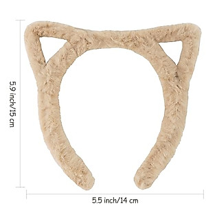 GAFATORY 6 Pack Cat Ears Headband Plush Headbands for Women Washing Face Cute Headband for Girls Kitty Headbands Festival for Halloween Furry Headbands for Party Cosplay Make Up