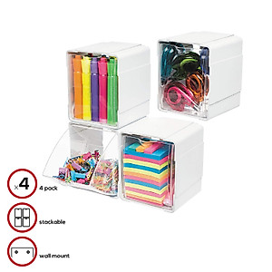 Deflecto Tilt Bins, 5.2" x 5.54" x 4.65", White, 4-Pieces (421103)