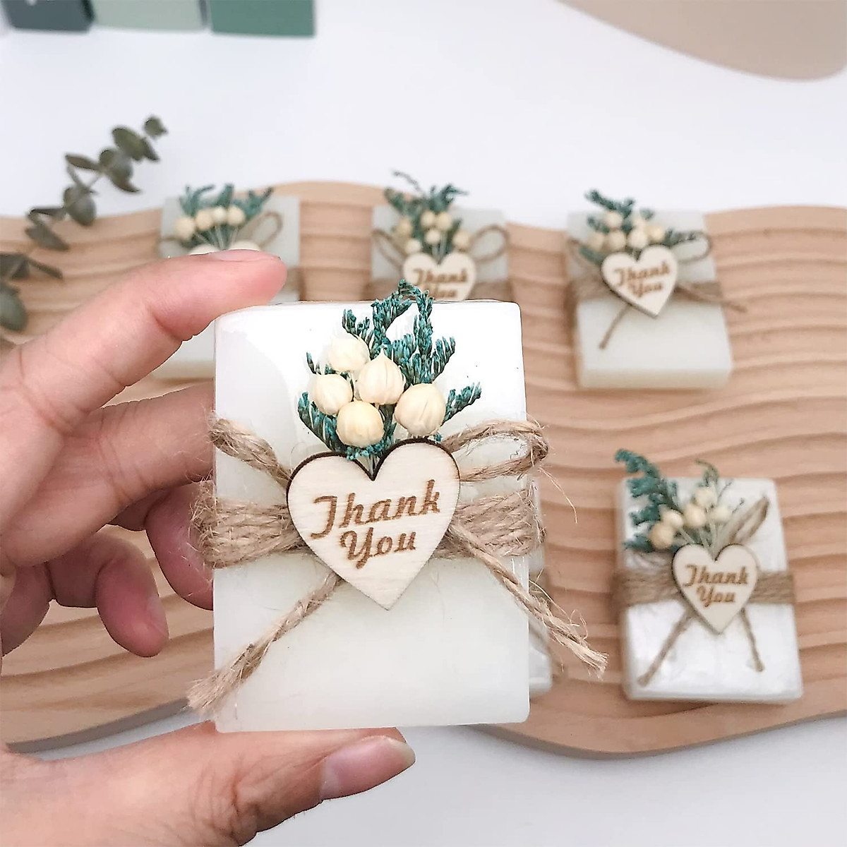 TIMECOSY Set of 20 Baby Shower Favors, Christmas New Year Gifts Handmade Scented Soap Wedding Party Favors Gifts for Guests Baptism Bridal Events Rustic Housewarming Personalized Favors Decorations