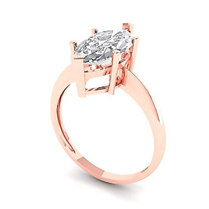 Clara Pucci 2.50 ct Marquise Cut Solitaire White Lab Created Sapphire Engagement Bridal Promise Anniversary Ring 18K Rose Gold Size 3.5