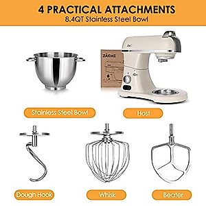 ZACME 8.4QT Commercial Stand Mixer 800W with Aluminum cast body and NSF Certified, Kitchen Electric Mixer Metal Food Mixer with Stainless Steel 8L Bowl, Dough Hook and Beater with Smart Timer Display