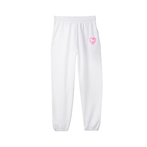 Victoria's Secret Pink Fleece Glitter Baggy Campus Sweatpants Color White New (as1, Alpha, x_l, Regular, Regular)