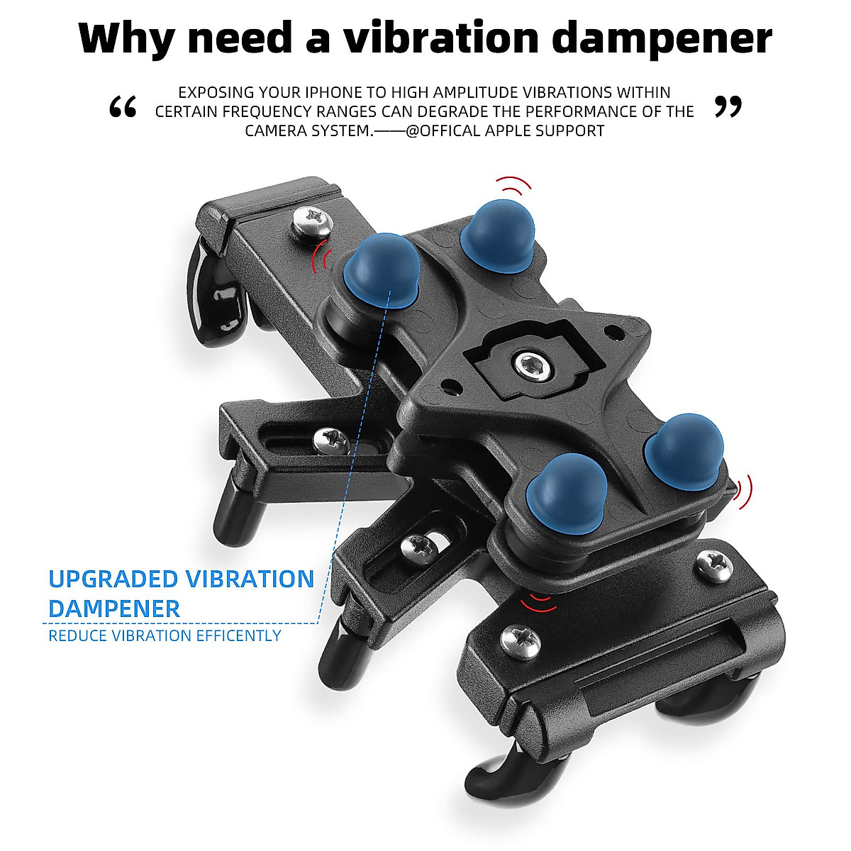 ROCKBROS Motorcycle Phone Mount Aluminum Alloy Bike Phone Mount Holder with Vibration Dampener, Cell Phone Holder for Motorcycle, Bicycle Scooter Universal Handlebar Mount Fits 4.7-7.1'' Phones