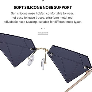 Rimless Diamond-shaped Sunglasses Female Tinted Triangle Eyewear Vintage Bling Transparent Glasses for Women Men (blue&pink)