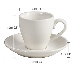 ionEgg Porcelain Espresso Cup with Saucer, Espresso shot Cup, 80ml/2.7Oz, White