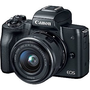 Canon EOS M50 Mirrorless Vlogging Digital Camera with 15-45mm Lens + Camera Bag + 64GB Memory Card + Cleaing Set + More (International Model) (2680C011) - Starter Bundle (Renewed)