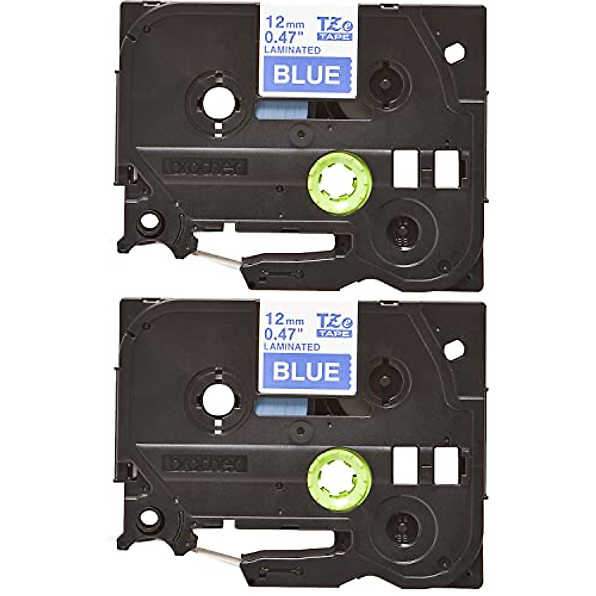 Brother Genuine P-Touch 2-Pack TZe-535 Laminated Tape, White Print on Blue Standard Adhesive Laminated Tape for P-Touch Label Makers, Each Roll is 0.47"/12mm (1/2") Wide, 26.2 (8M) Long