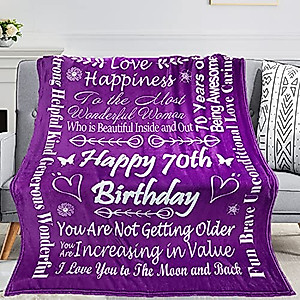 FTEFueie 70 Year Old Birthday Gifts for Women Blanket, 70th Birthday Gifts for Women, Gifts for 70-Year-Old Women, 70th Birthday Decorations for Women, Happy 1953 Birthday Throw Blanket 60” X 50”