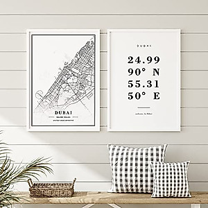 Dear Mapper Dubai View Abstract Road Modern Map Art Minimalist Painting Black and White Canvas Line Art Print Poster Art Print Poster Home Decor (Set of 3 Unframed) (12x16inch)
