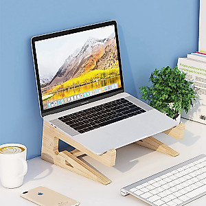 Laptop Stand Wood, Small elk Solid Wood Phone Holder, Vertical Heightening Stand,11-14inch Compatible with Apple MacBook Air Mac Pro and iPad Pro, HP, DELL, Acer, Toshiba, Surface, Lenovo etc
