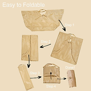 NKTDWO Foldable Shopping Bag for Groceries, Large Capacity Portable Tote Bag for Travel Waterproof Reusable Bags with Handles for Supermarket Picnic Beach (Brown)
