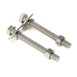1/4-20 x 3 Hex Head Cap Screws Bolts and Nuts, Flat Washers, Spring Washers, Stainless Steel 18-8 (304), 10 Sets