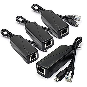 ANVISION 4-Pack Active 5V 2.4A PoE Splitter Adapter IEEE 802.3af Compliant Micro USB 48V to 5V/2.4A, for Tablets, Dropcam or Raspberry Pi, IPC, IP Camera and More