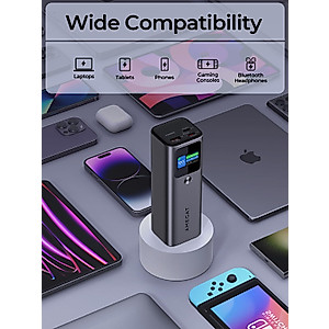 AMEGAT Power Bank 140W, 27600mAh 3-Port Portable Charger PD 3.1 Battery Pack, Smart Digital Display, 140W USB C Fast Recharge, Compatible with iPhone 15/14/13 Series, Samsung, MacBook, Dell, and More