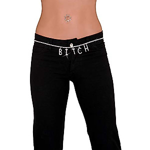 Arsimus Rhinestone Bitch Belly Waist Chain Belt (Bitch)