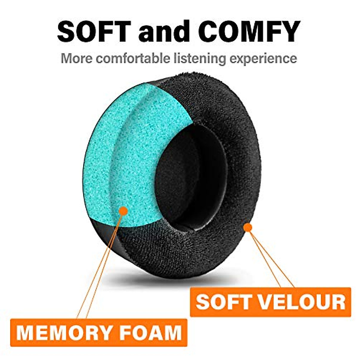 Earpads Compatible with Virtuoso RGB Wireless SE Gaming Headset - Memory Foam Earcups - Hybrid (PU/Velour) Ear Cushions I Black