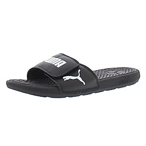 PUMA Women's Cool Cat Hook and Loop Slide Sandal, Black/White, 10 M US