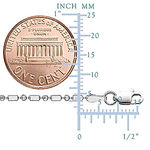 Jewelry Affairs Sterling Silver Rhodium Plated & Diamond Cut Bead Chain Necklace, 20"