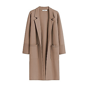 ANRABESS Women Cardigan Oversized Open Front Sweater Coat Lady Blazer Jacket Fall Outwear Coatigan 2024 Trendy Outfits Khaki Medium