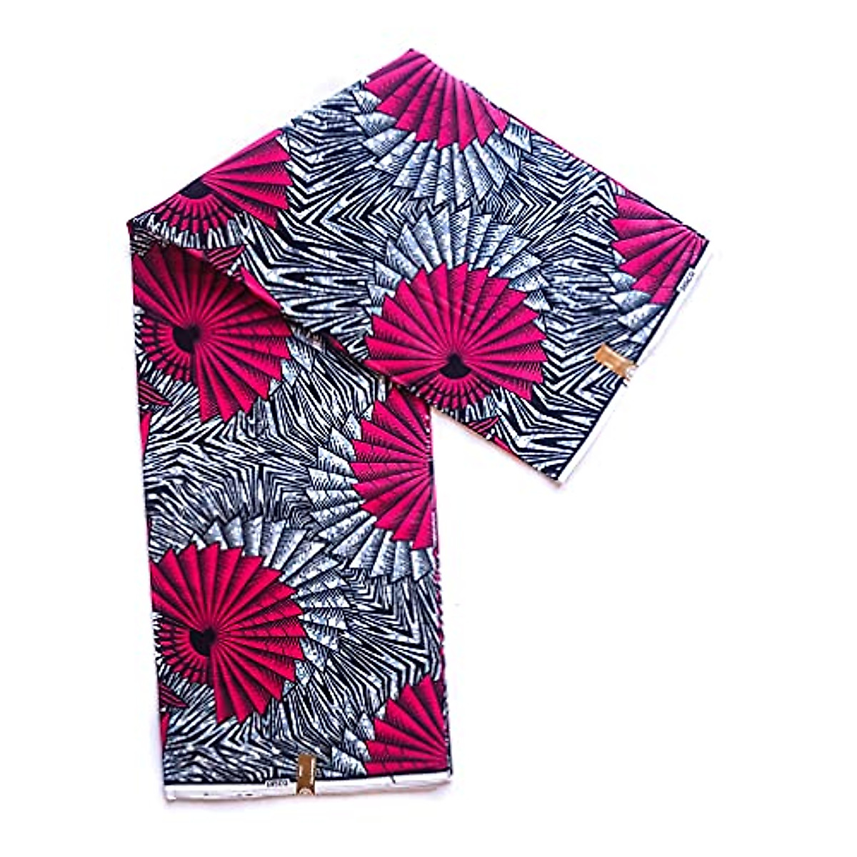 Pink Fan African Print Fabric - Cotton (6yards) 5.5mtrs