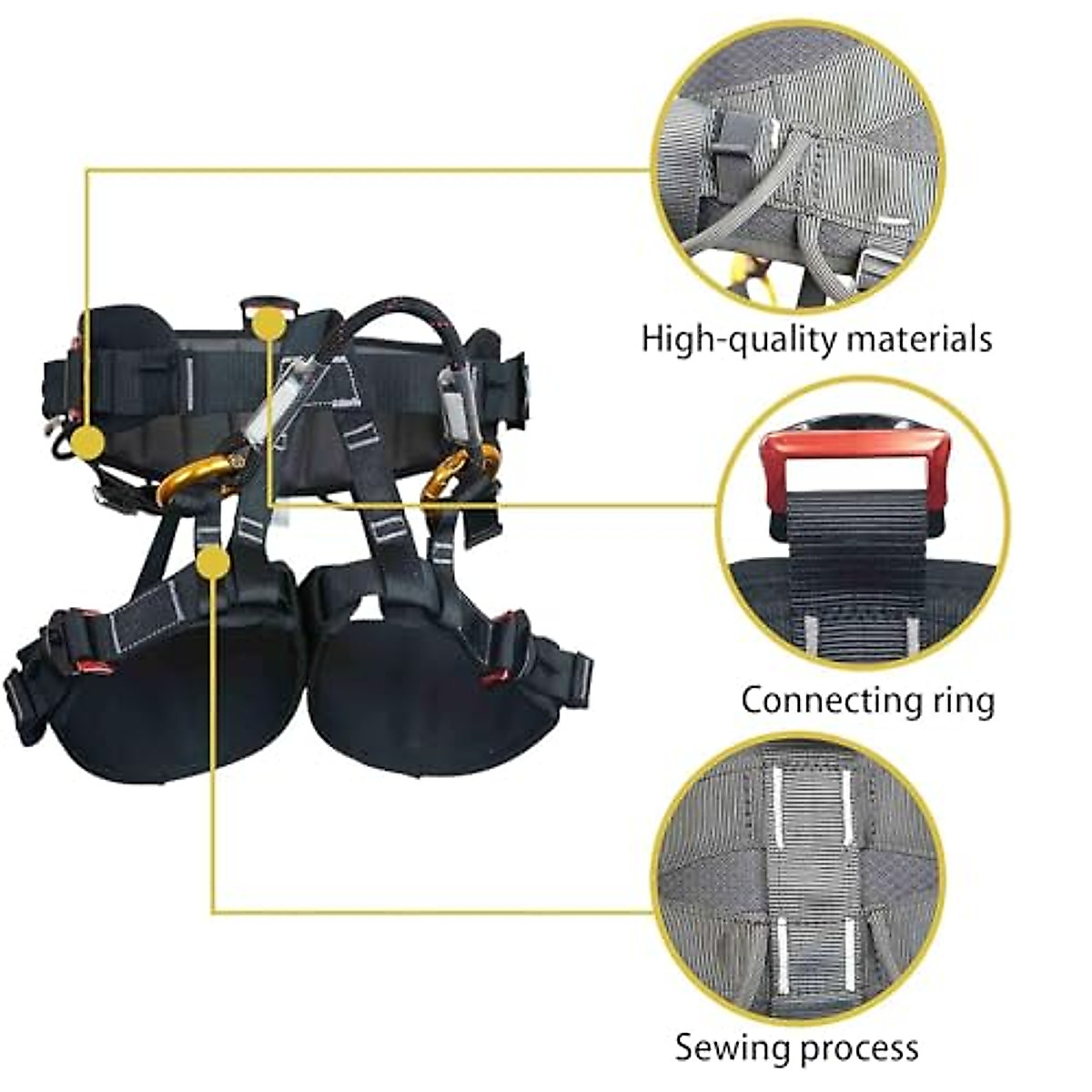 SOB Climbing Harness, Half Body Tree Climbing Harness Men,Thicken Widen Protect Waist Safety Harness for Arborist Harness,Working Rescuing at Height Safety Belt Harness