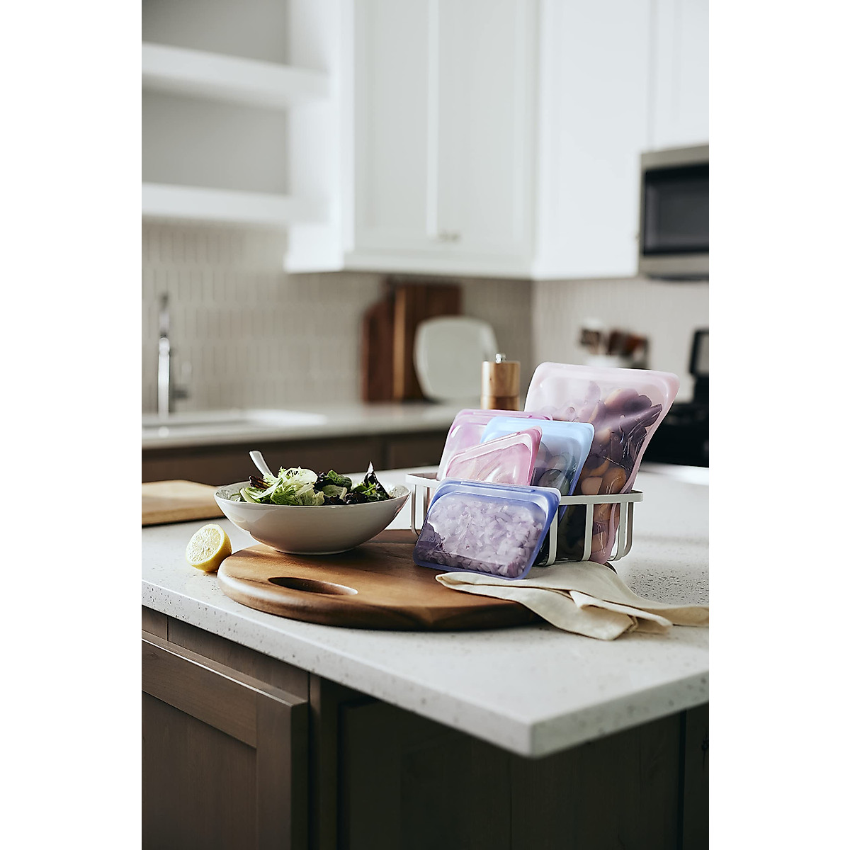 Stasher Reusable Silicone Storage Bag, Food Storage Container & Reusable Silicone Storage Bag, Food Storage Container, Microwave and Dishwasher Safe, Leak-free, Snack, Aqua