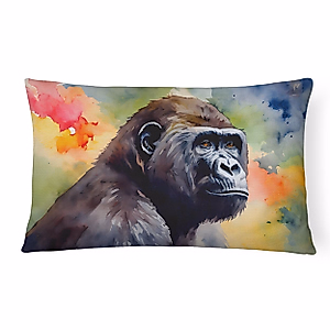 Caroline's Treasures DAC2920PW1216 Gorilla Throw Pillow Machine Washable, Indoor Outdoor Decorative Pillow for Couch, Bed or Patio, 12HX16W
