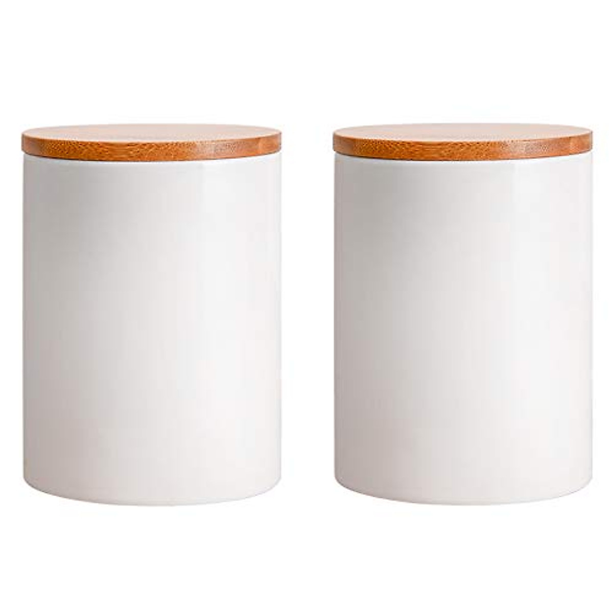 Lawei 2 Pack Ceramic Food Jar with Bamboo Lids - 10 oz Ceramic Coffee Canister Airtight Storage Jars for Serving Coffee, Spice, Tea and More