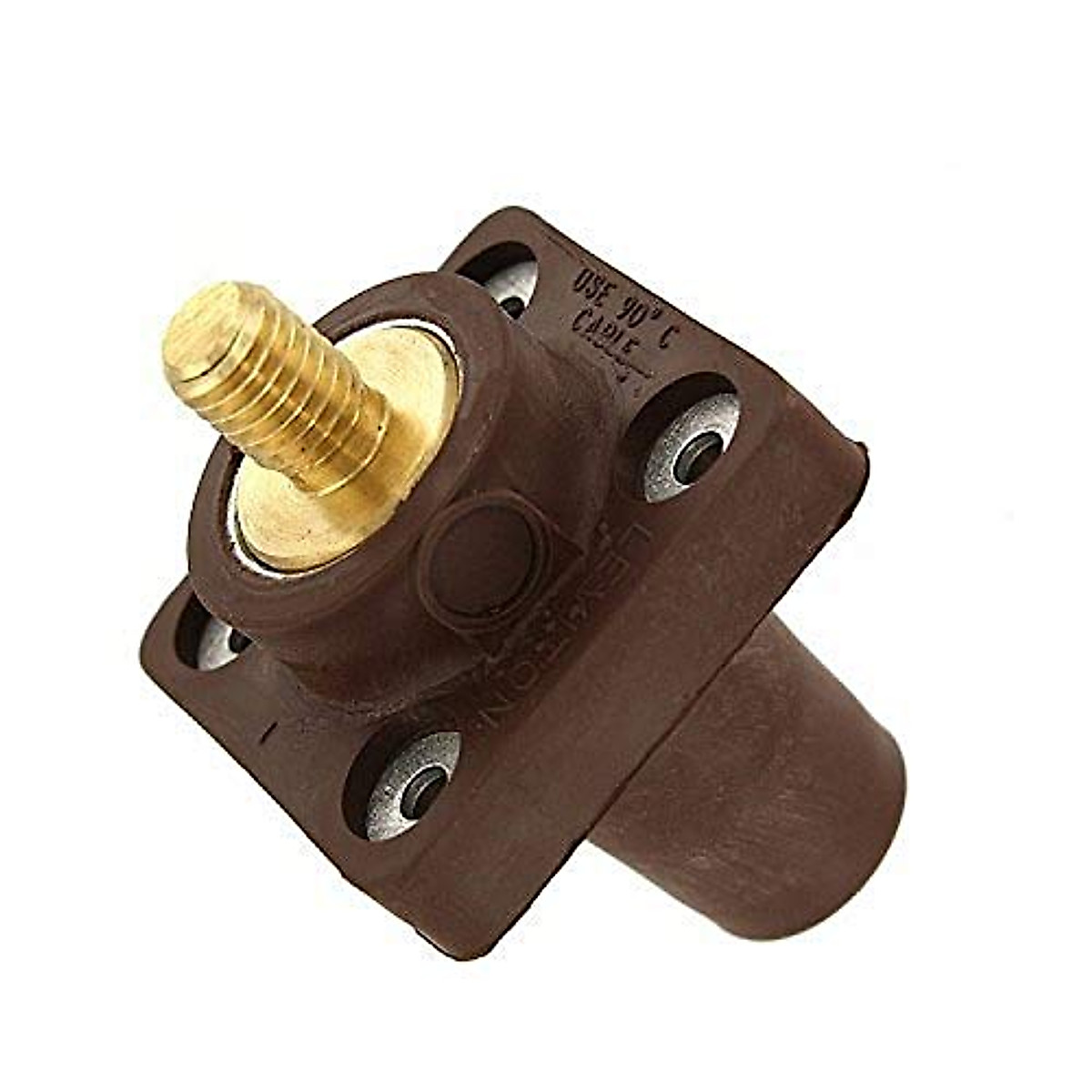 Leviton 16R24-UH 16-Series Taper Nose, Female, Panel Receptacle, 90-Degree, Threaded Stud, Cam-Type Connector, Brown