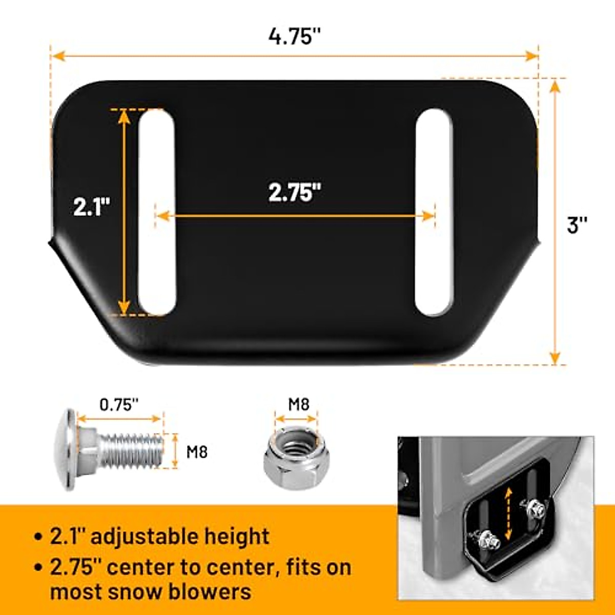 Replacement 784-5580 Slide Shoes Compatible with MTD 2 Stage Snowblower - Skid Shoes 784-5580-0637 Compatible with Troy Bilt Storm 2410 Snow Thrower, Craftsman 247 Series Yard Machines Snow Blowers