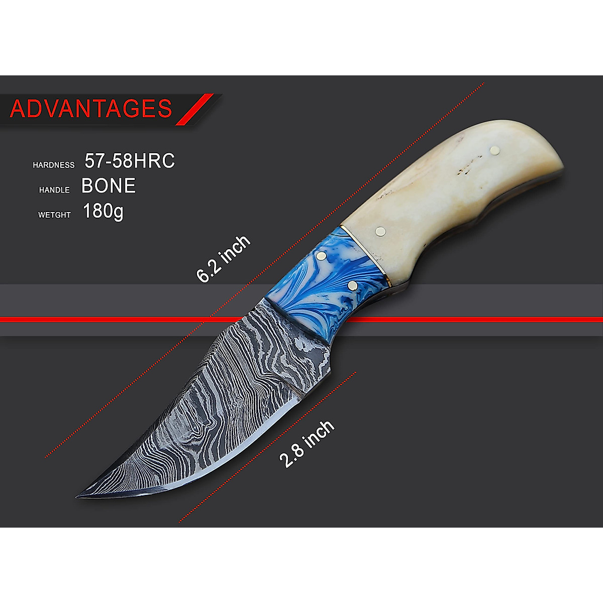 KNIFEIFY skinner fixed blade Knife: Handcrafted Elegance with Bone Handle - Perfect for Collectors and Outdoor Enthusiasts (CAMEL BONE)