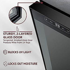 SCHMECKE 34 Bottle Compressor Wine Cooler Refrigerator w/Lock | Large Freestanding Wine Cellar | 41f-64f Digital Temperature Control Wine Fridge For Red, White, Champagne or Sparkling Wine - Black