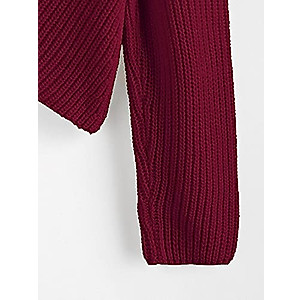 ZAFUL Women's Cold Shoulder Twist Knot Pullover Sweater V Neck Criss Cross Long Sleeve Cami Knitted Jumpers Crop Tops