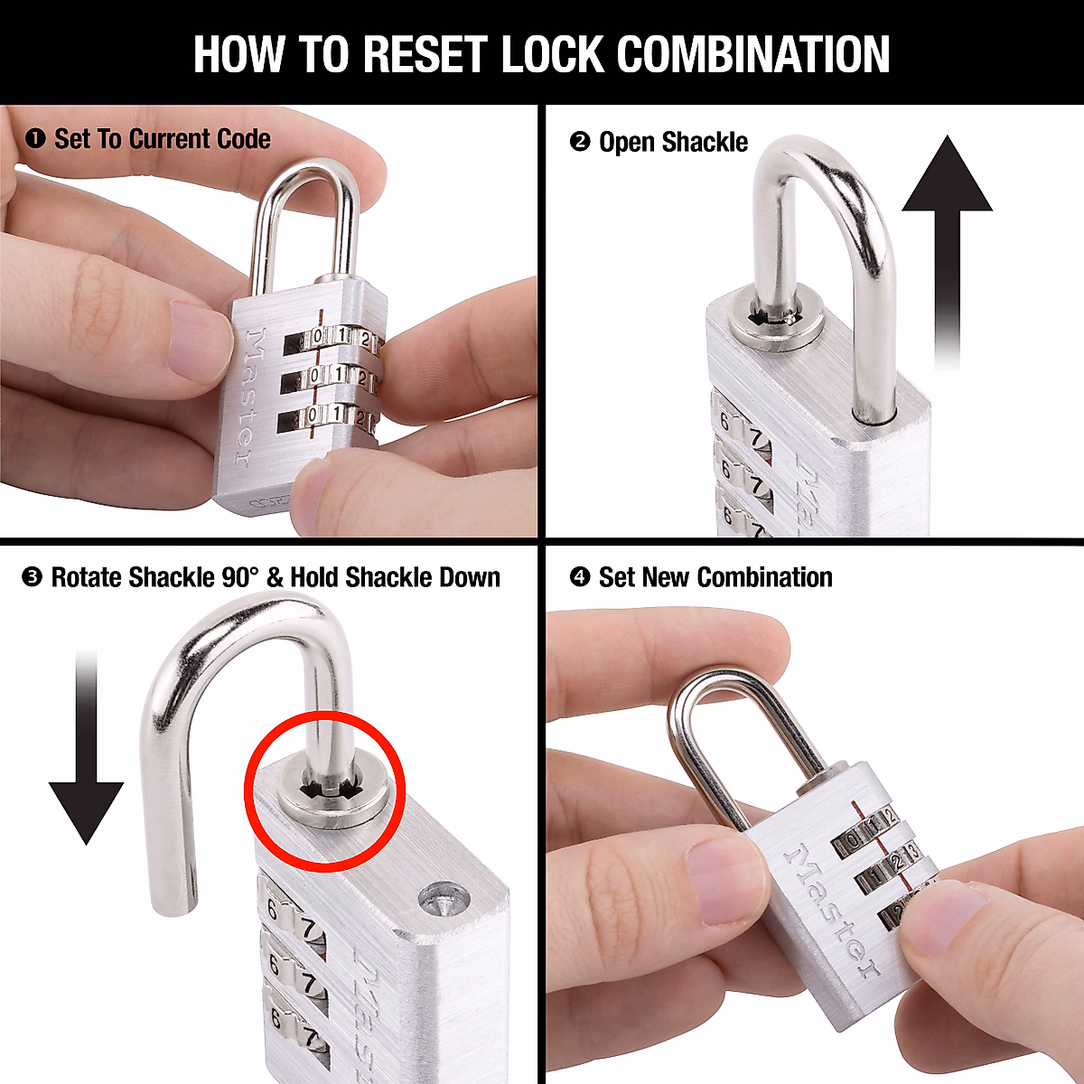 Master Lock 630D Set Your Own Combination Lock, Aluminum, 1-3/16 in. Wide