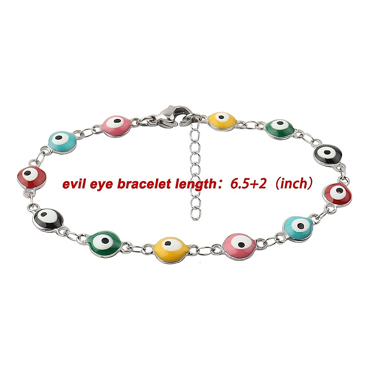 LZQIFA Evil Eye Bracelets,Lucky Bracelets for Women Men Girls,Stainless Steel Handmade，Evil Eye Jewelry (3 pcs silver mix)