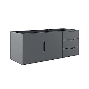 Modway Vitality 47" MDF and Particleboard Bathroom Vanity Cabinet in Gray