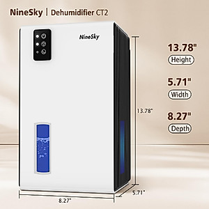 NineSky Dehumidifier for Home, 95 OZ Water Tank, 7000 Cubic Feet(720 sq.ft) Dehumidifiers for Bathroom, Bedroom with Auto Shut Off, Two Working Modes and 7 Colors LED Light