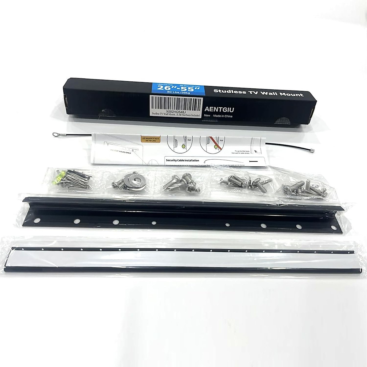 Studless TV Wall Mount, Heavy Duty Drywall TV Bracket Hanger for 26-55 inch Flat Screen TVs, No Stud, No Drill, No Anchors, Easy Install with All Hardware Included