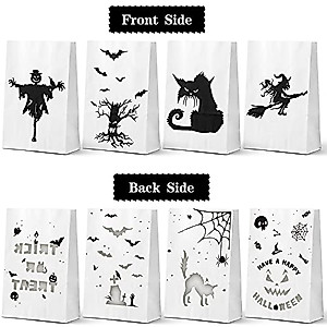 Halloween Lantern Luminary Paper Bags 4 Different Style 16 Pieces Paper Candle Bags with LED Tea Lights,Halloween Party Decor