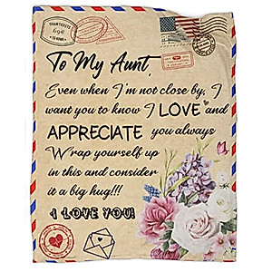 AJIIUSV to My Aunt Blanket from Niece Quilt Envelope Throw Blankets Mothers Day Blanket Gifts for Auntie Flannel Blanket Birthday Women's Day Holiday 50"x60"