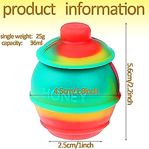 PIAOPIAONIU 8 Pcs Silicone Honey Pots 35ml Silicone Wax Container Non Stick Multi Use Storage Jars for Cosmetic,Lotion,Cream,Bead,etc Multi Color Randomly