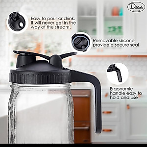 Dean Products Wide Mouth Mason Jars 32 oz - Mason Jar Pour Spout Lid - Wide Mouth Mason Jar Lids - Breast Milk Pitcher - Mason Jar Pitcher - 32 oz Mason Jar With Flip Cap Lid - Quart Mason Jar, 67KL