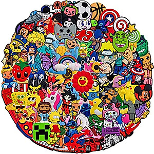100 Pack Random Cartoon Anime Croc Charms Bulk Pins for Crock Boys Girls, Cute Cartoon Kids Toddler Croc Charms Bracelet Accessories for Wristband Decoration.