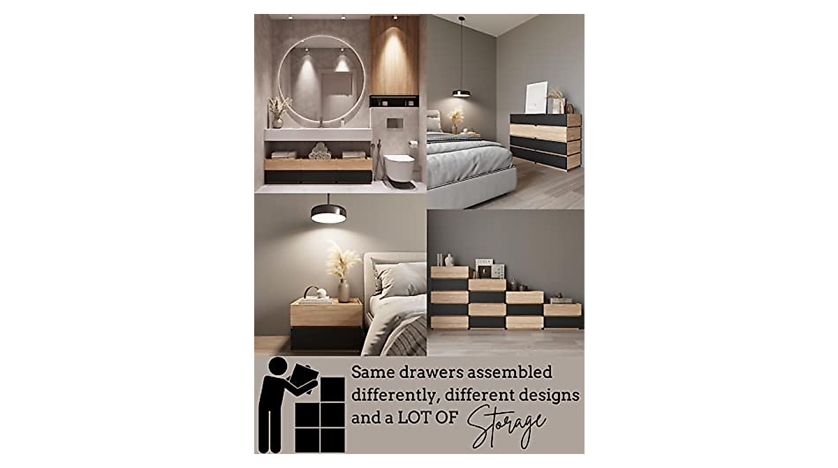 Stackable Storage Drawers for Bedroom & Home - Nordic Walnut