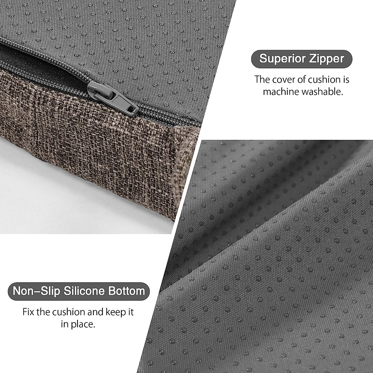 baibu Set of 2 Metal Chair Cushions with Ties, 14In Non-Slip Metal Dining Chair Pads Kitchen Seat Cushion with Machine Washable Cover, 14x14x1.5in, Brown