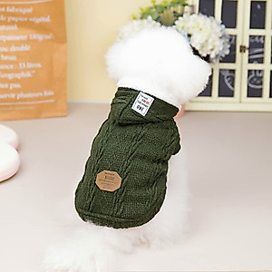 Dog Sweater Dog Hoodie Rdc Pet Clothes Dog Woolen Sweater with Cap Winter Warm Turtleneck Sweater Fleece Coat for Small Dog Medium Dog Cat (S, Classic-Green)